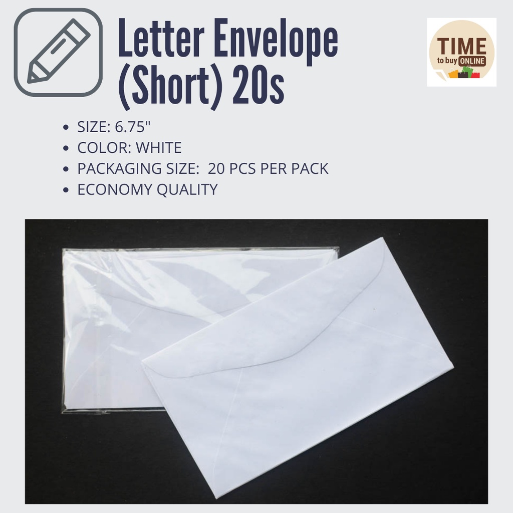White Letter Envelope (Short) 20pcs per pack | Shopee Philippines