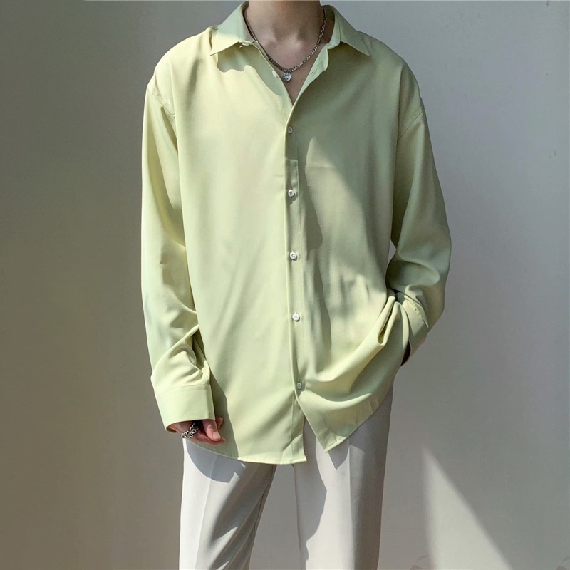 Mollge Black Shirt Men Korean Long Sleeve Shirt Trend Summer Thin Loose