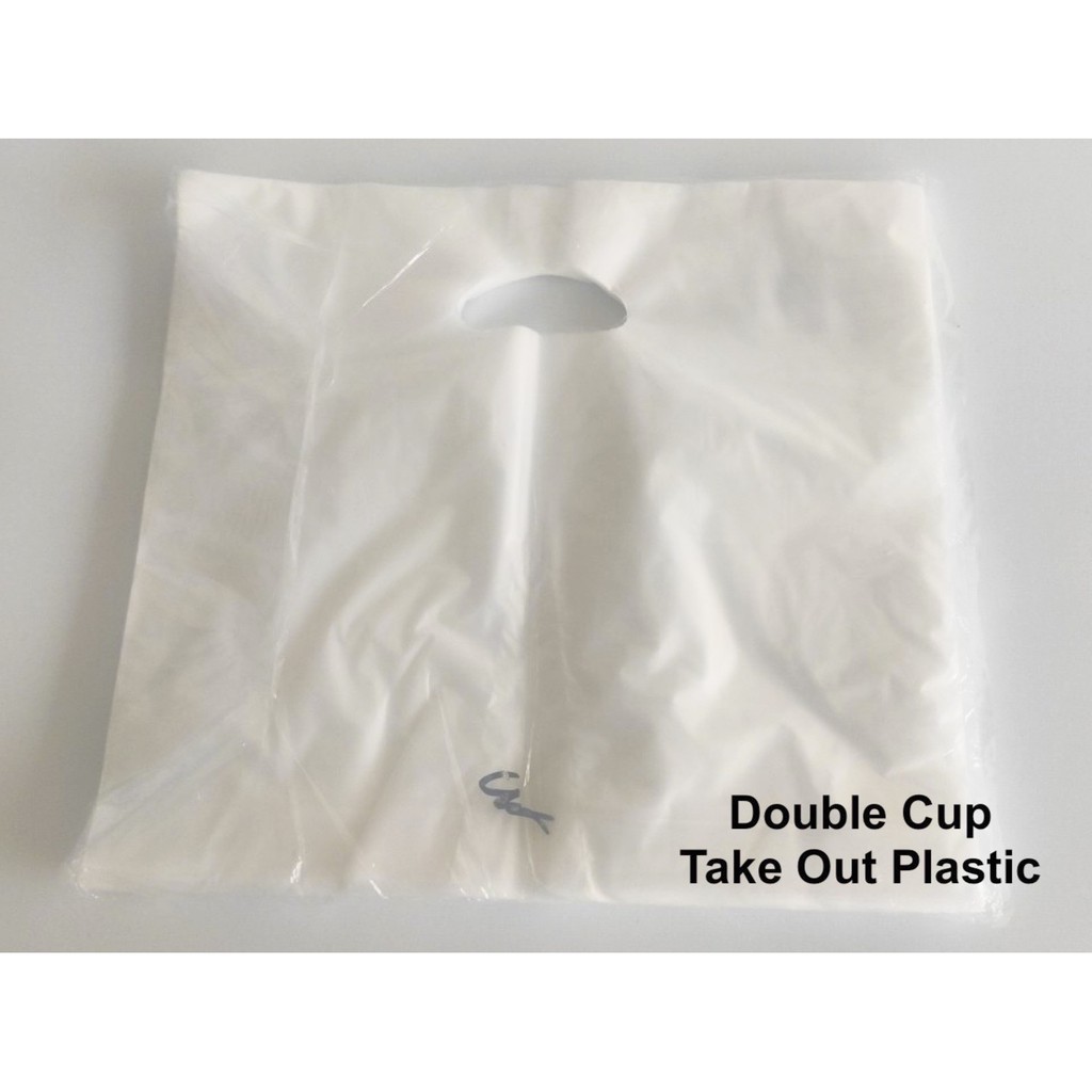 Double Cup Milk Tea Take Out Plastic Bag / Soda Carrier Plastic Bag ...