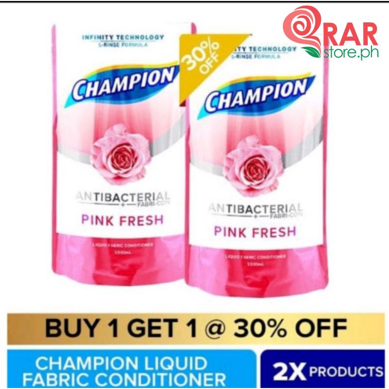 Champion Fabric Conditioner Pink Fresh 1Liter (2pcs) | Shopee Philippines