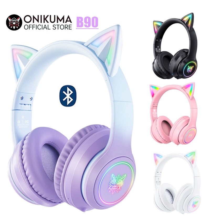 ONIKUMA B90 Cat Ear Bluetooth Hifi Headphones Cute Wireless Gaming ...