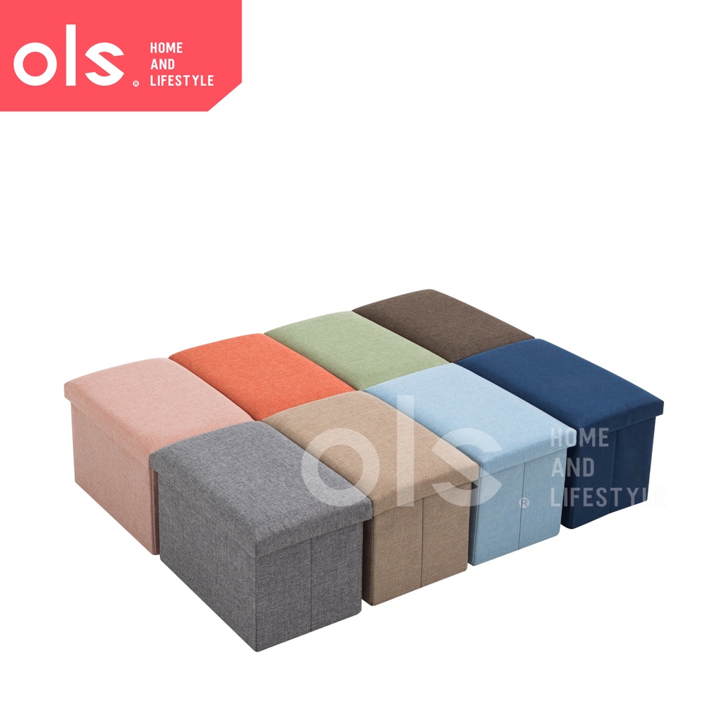 OLS Storage Box Ottoman Foldable Chair Storage Stool 49x30x30 Footrest ...