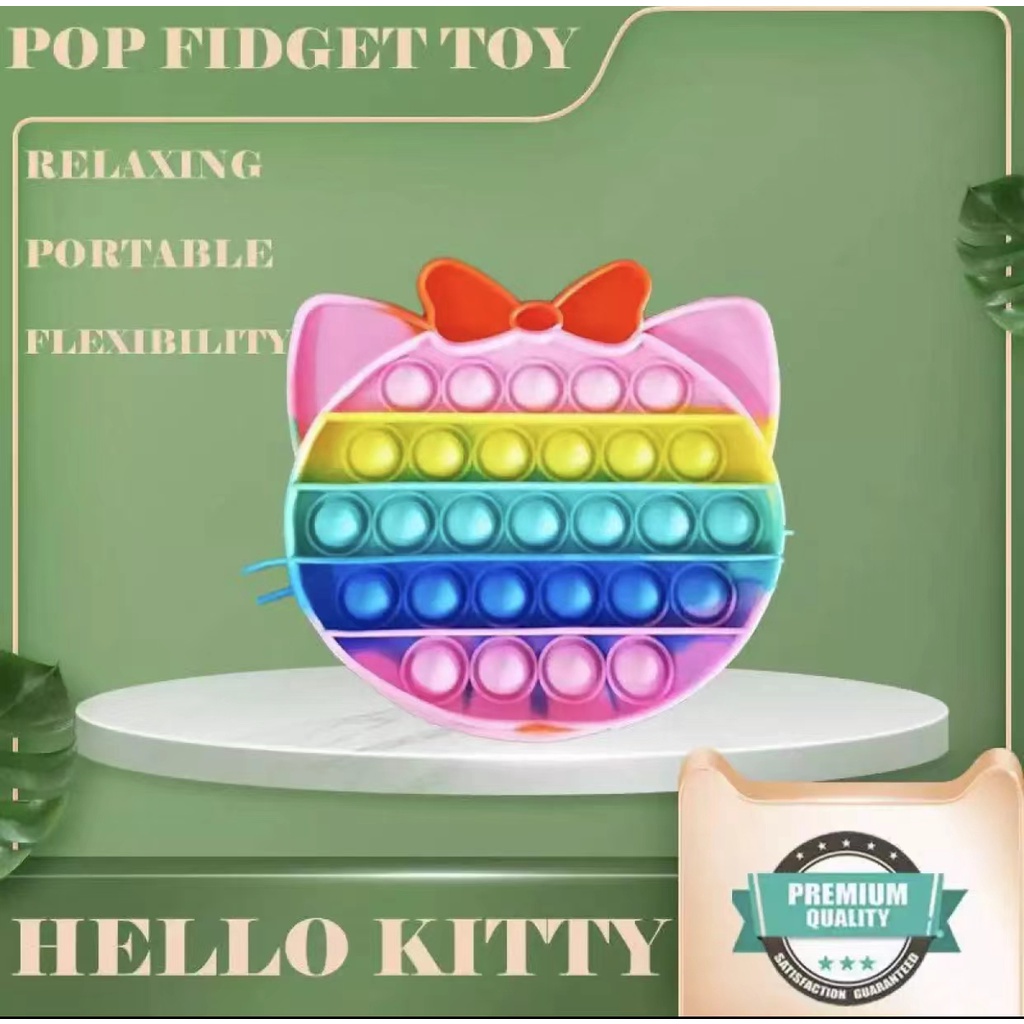 Pop it fidget toy Rainbow Pop Its Round Fidget Toy Push bubble stress ...