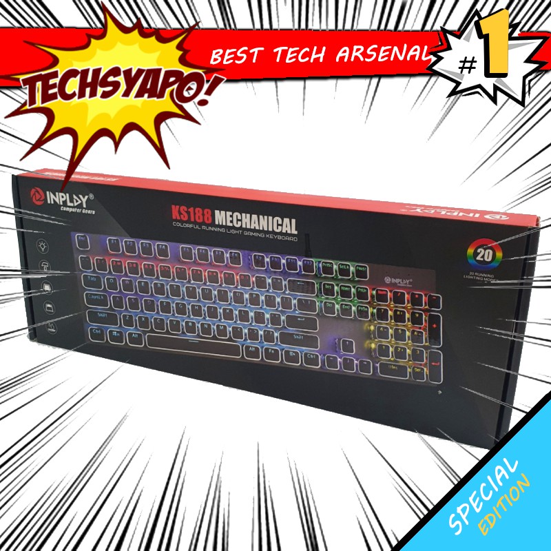 INPLAY KS188 Mechanical Colorful Running Light Gaming Keyboard | Shopee ...