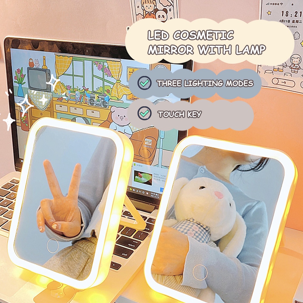 LED Face Three coloer Makeup Mirror Vanity Mirror USB Charge Folding ...