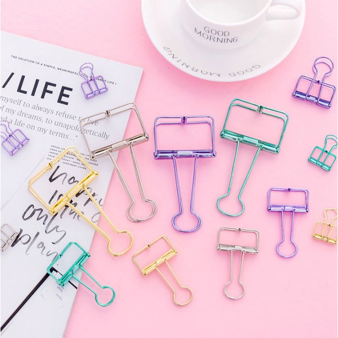 Hollow Metal Colorful Paper Binder Clips Small Medium / clip bill ...