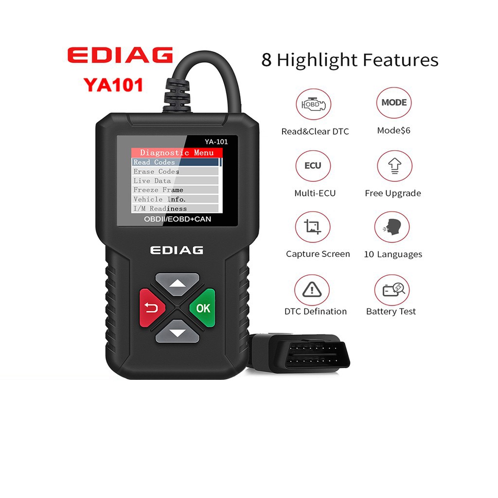 EDIAG YA101 OBDII/EOBD Code Reader OBD 2 Diagnostic Tool YA-101 Update ...
