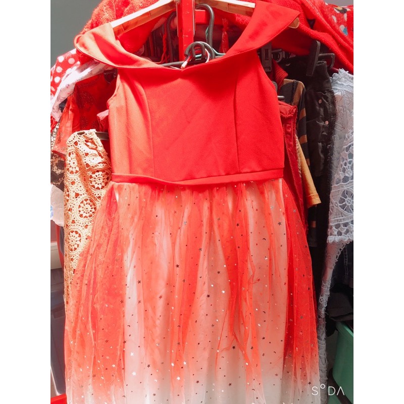 Rainbow red off-the-shoulder dress, buy 1 get 1 free, red pearl neck ...