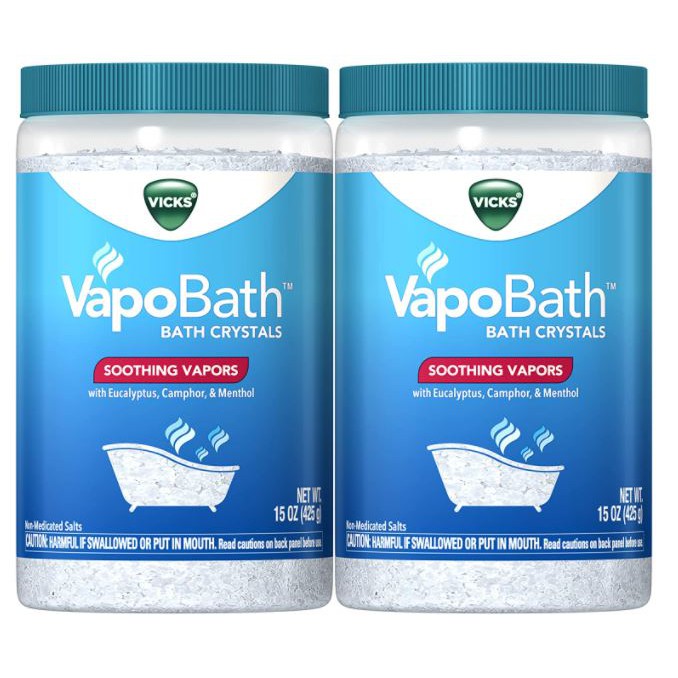 Vicks VapoBath Bath Crystals Soothing Vapors Eucalyptus Camphor Menthol ...