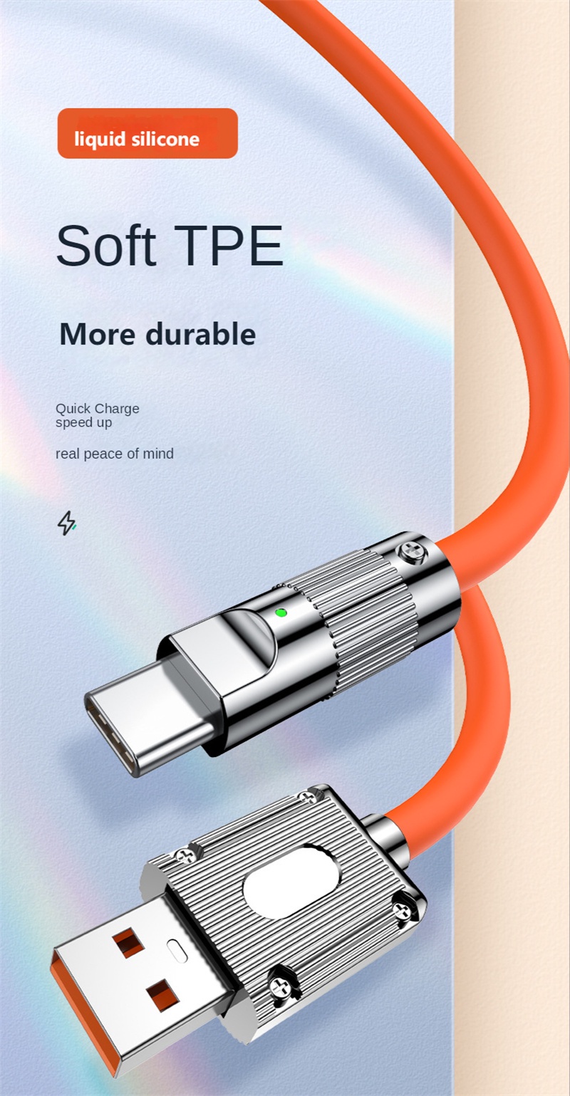 120W 6A Super Fast Charge Liquid Silicone Cable Quick Charge USB C ...