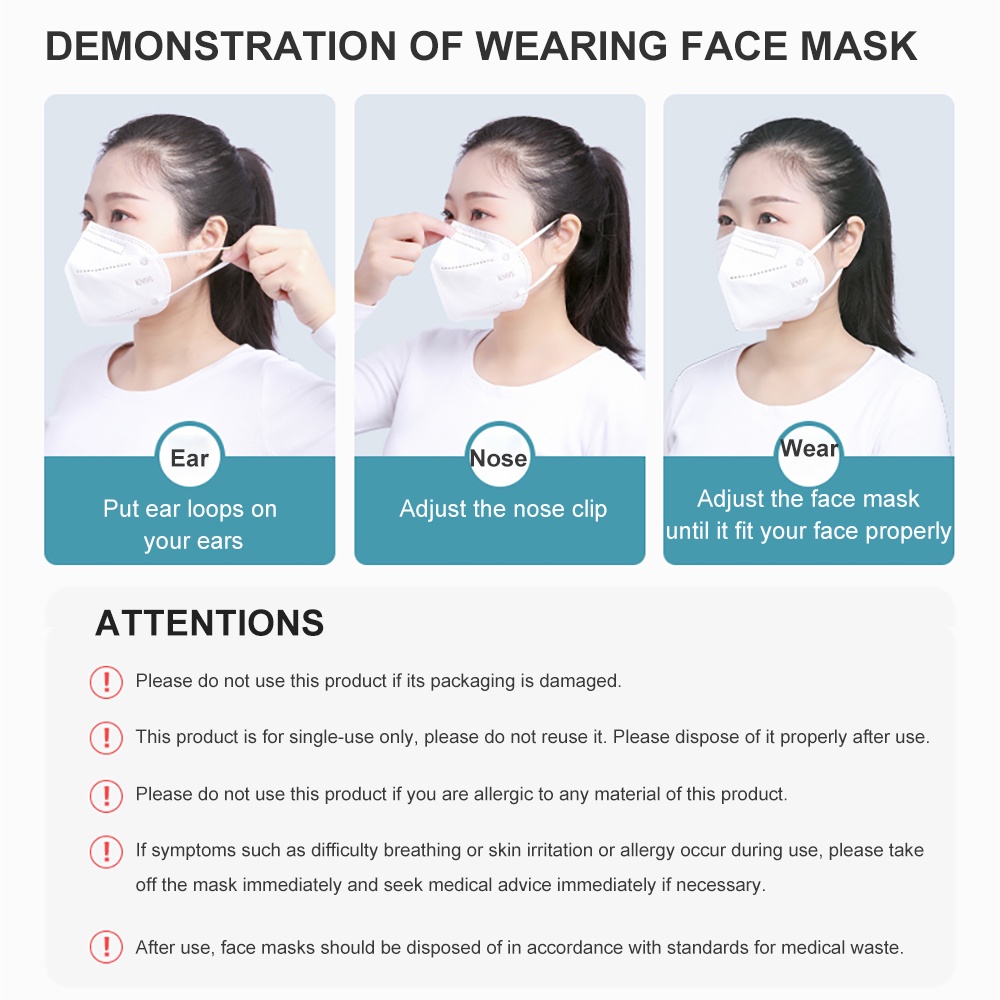 Cofoe KN95 Mask 5D Disposable Facemask 4PLY White for Adult Makapal ...