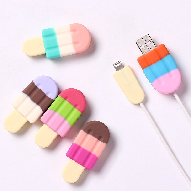 New Ice Cream USB Cable Protector Data Line Charging Cable Protection ...