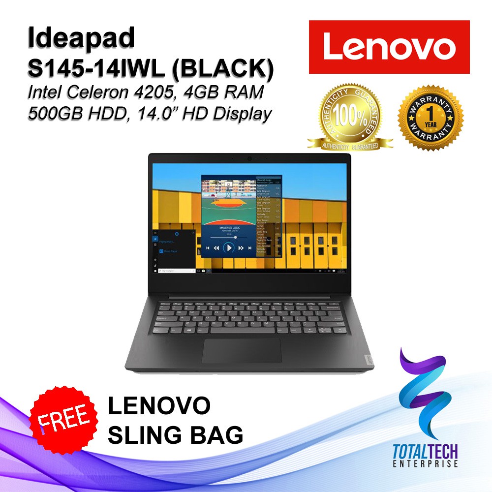 Lenovo IdeaPad S145-14IWL (81MU000NPH Black) 14-in HD Intel Celeron ...