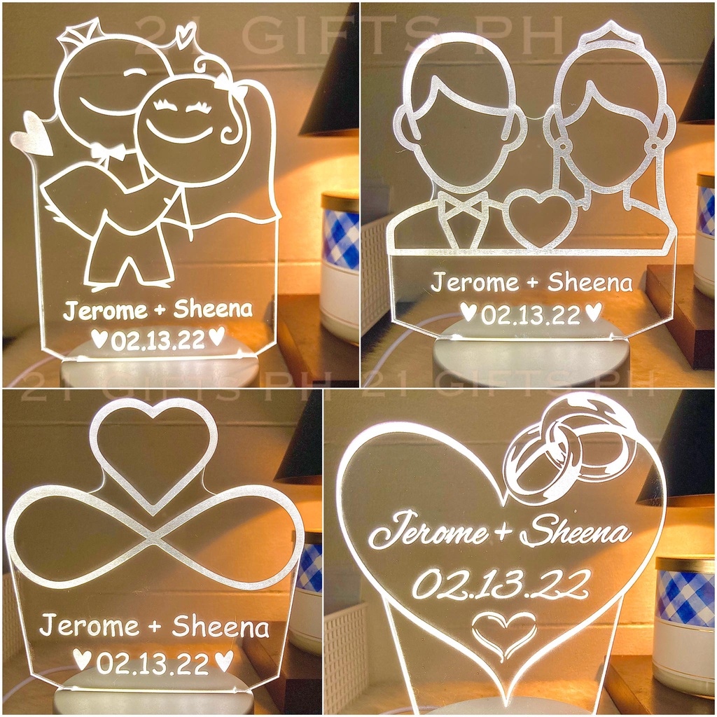 Wedding Souvenir Acrylic LED Lamp Free Text Customized Personalized ...