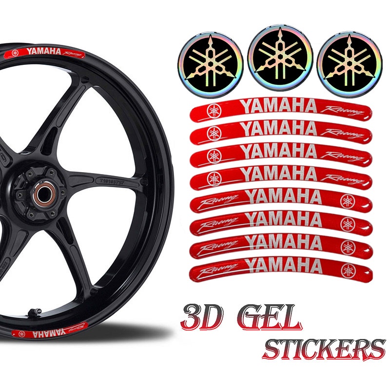 YAMAHA Sticker 3D Gel Wheel Hub Decal Round Decals Set Reflective Rim Tape Tape Decoration for ...
