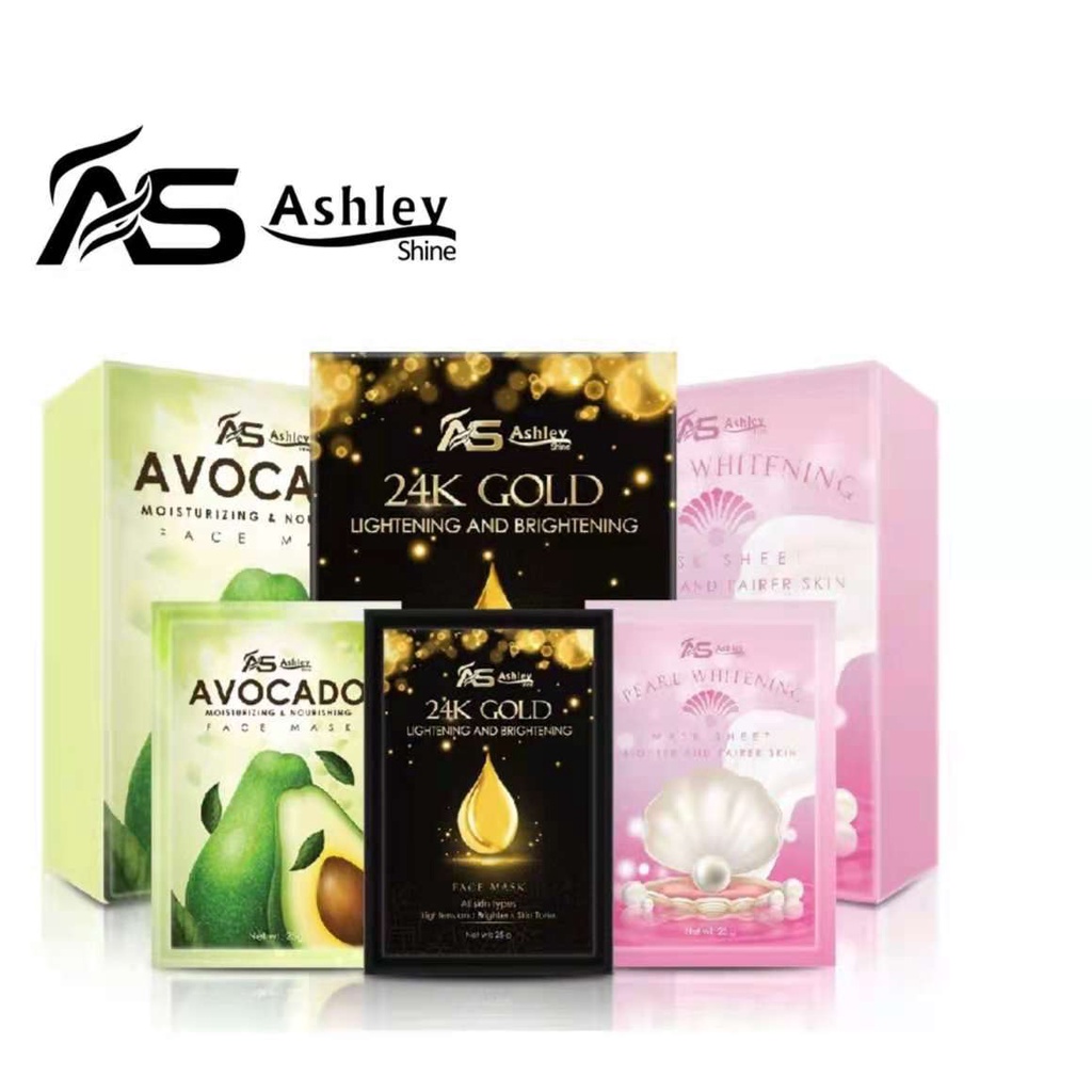 Ashley Shine Beauty Face Masks Sheet 1pc ( 24K Gold, Pearl Whitening ...