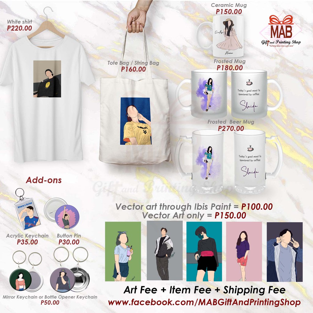 Cartoon/Vector Art Merch ADD ONS | Shopee Philippines