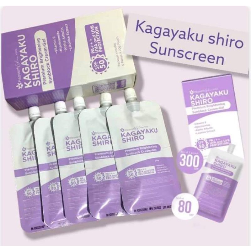 Kagayaku Shiro Premium Brightening Sunblock Gel Cream 20g per sachet ...