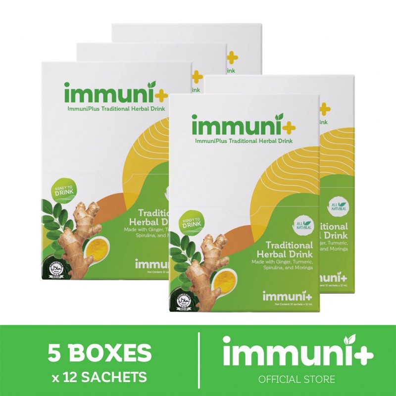 Immuni+ ImmuniPlus Traditional Herbal Drink 5 Boxes x 12 Sachets x 12ml ...