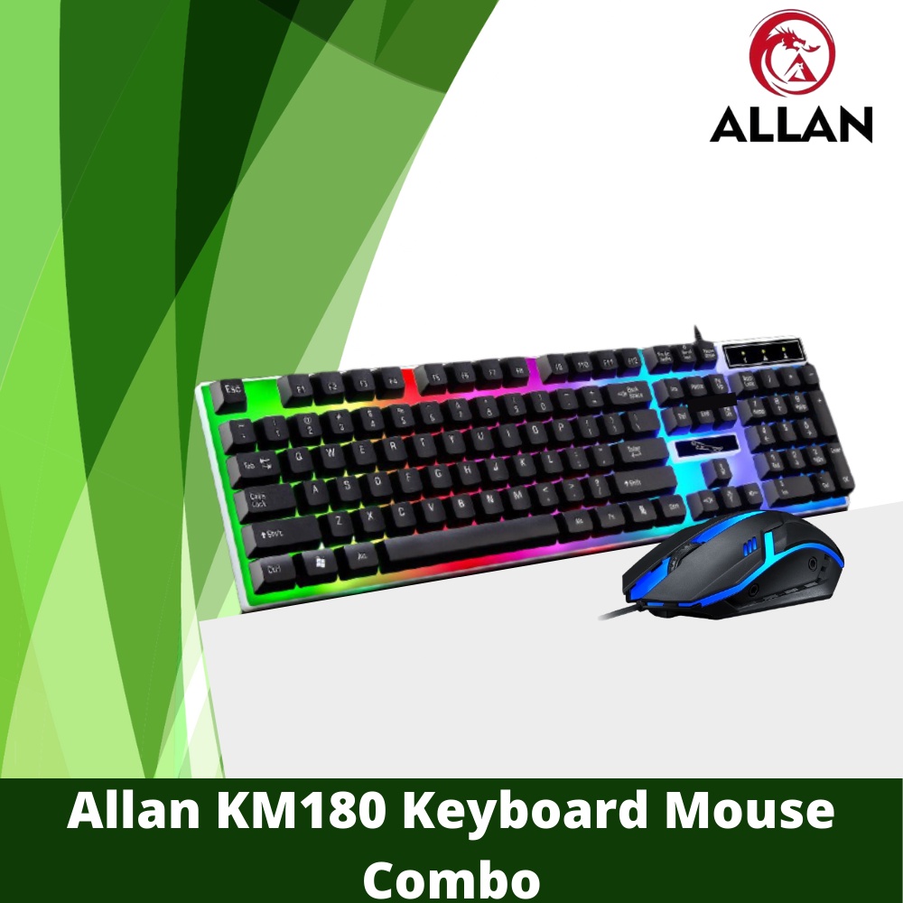 ALLAN Brand New KM180 RGB LED Gaming Keyboard and Gaming Mouse Combo ...