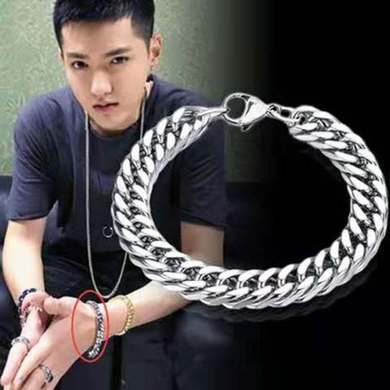 Fashion Hip Hop Stainless Steel Flat Silver Bracelet for Women/men 10mm ...