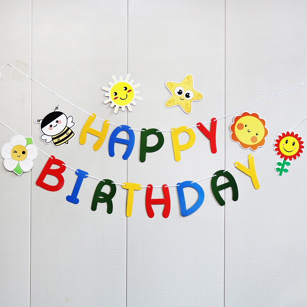 happy birthday banner with cartoon sun flower | Shopee Philippines