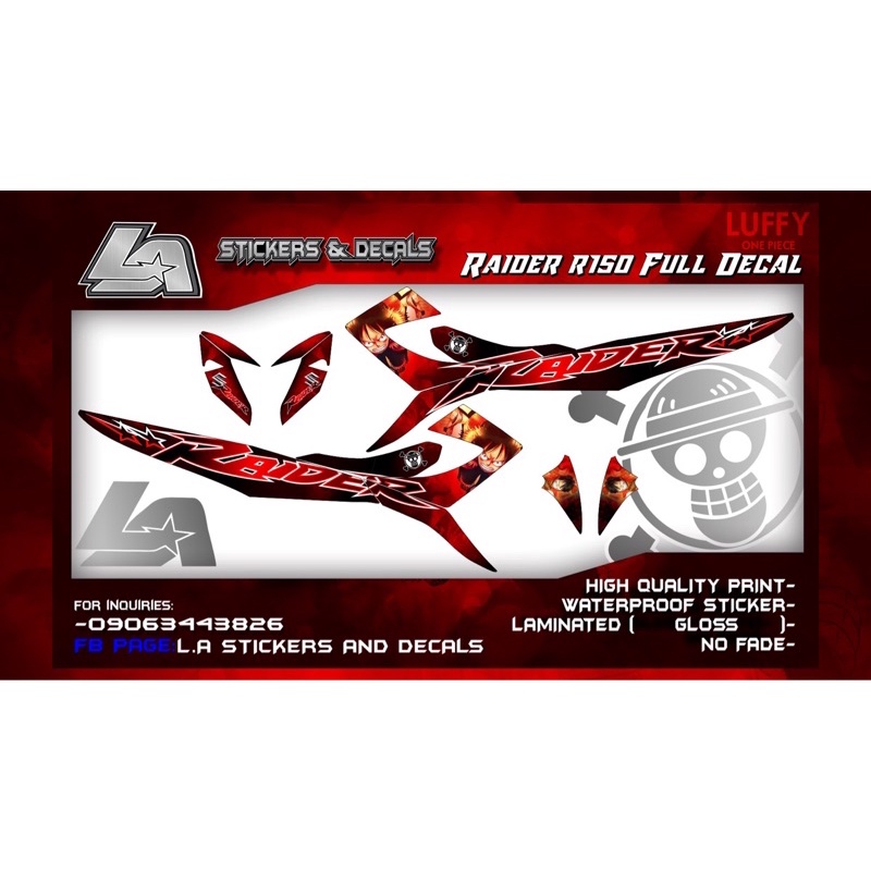 Suzuki raider 150 reborn full decals one piece design | Shopee Philippines