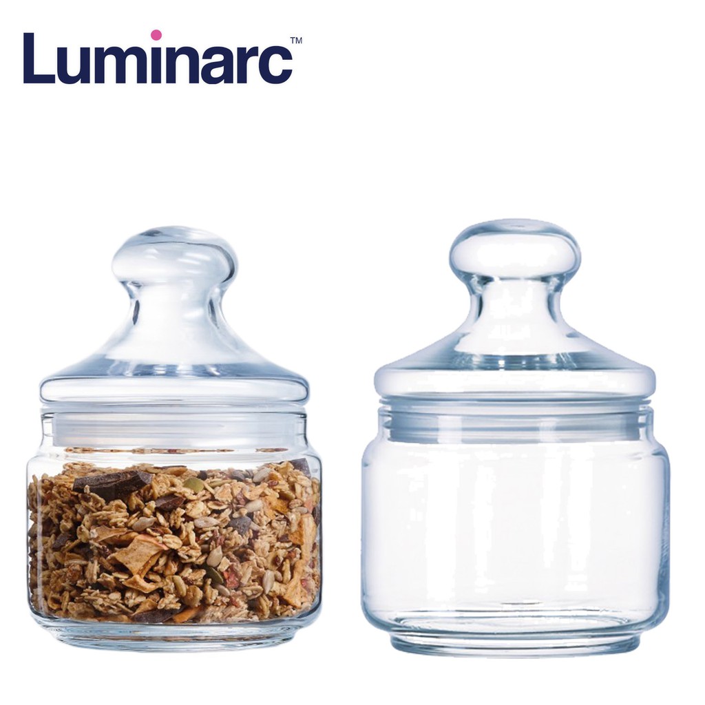 Luminarc Rondo 2pc 0.5L Glass Lid Glass Kitchen Jar Storage Canister ...