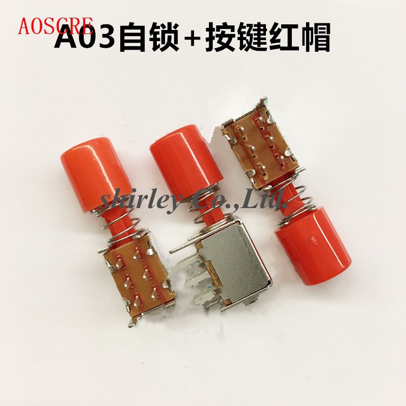 5PCS PS-22F03 Right Angle PCB Latching Push Button A03-03 Switch DPDT Double Pole 6 Pin self ...