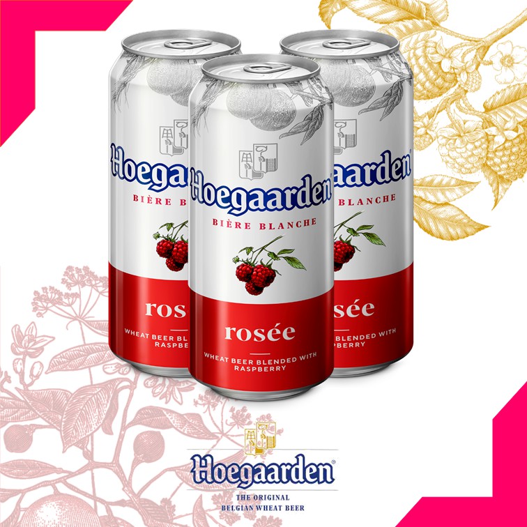 Hoegaarden Rosee Beer 330ml Can x 3 | Shopee Philippines