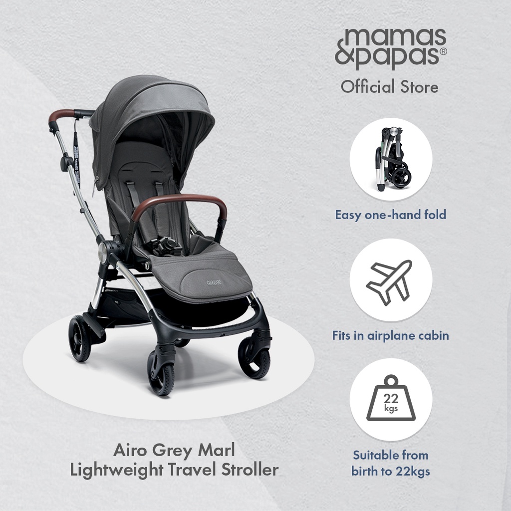 Mamas and Papas Airo Lightweight Travel One Hand Fold Stroller - Grey ...