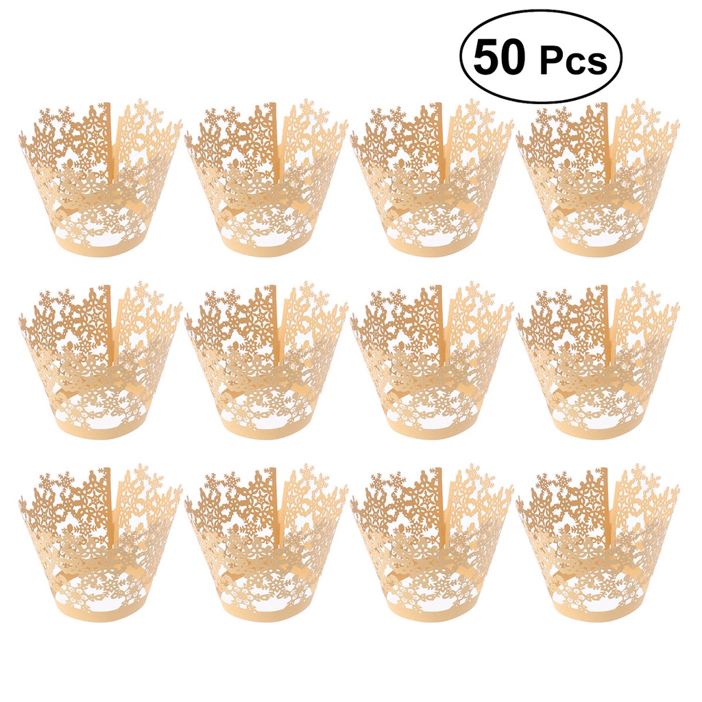 50 Pcs Cupcake Wrappers Cake Lace Paper Tray Dessert Border Decoration ...