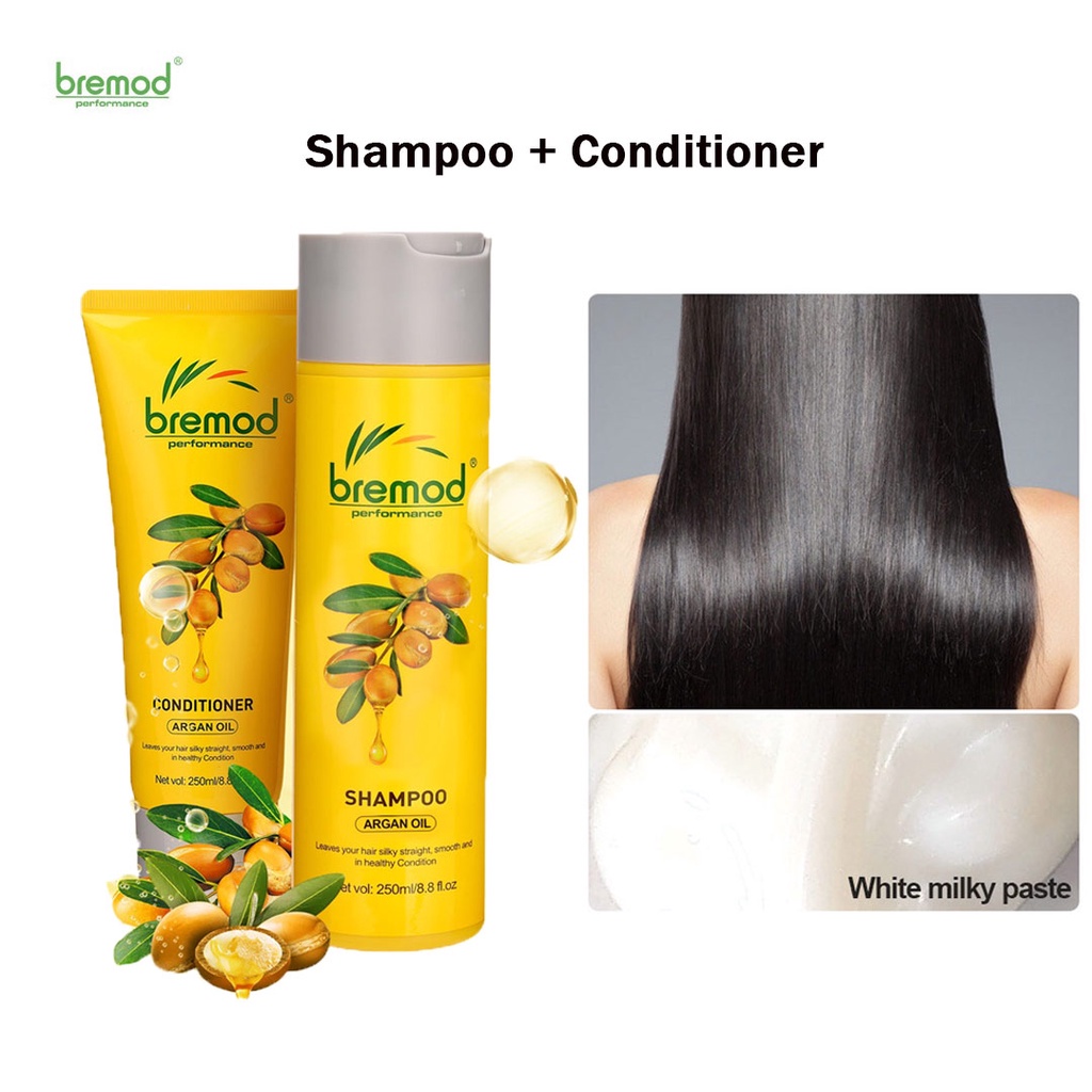 Bremod Hair Care Argan Oil Shampoo and Conditioner Set For Damage Dry ...