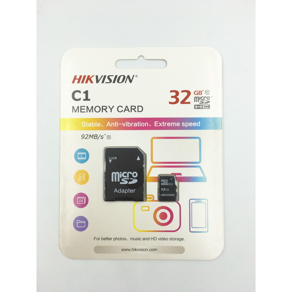 Hikvision Micro SD Memory Card w/ adapter 32GB/64GB/128GB | Shopee ...