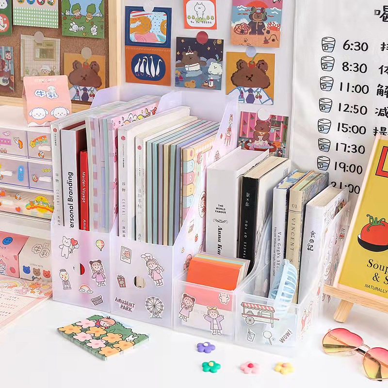 Desktop paper book mail stationery transparent storage shelf sorter ...