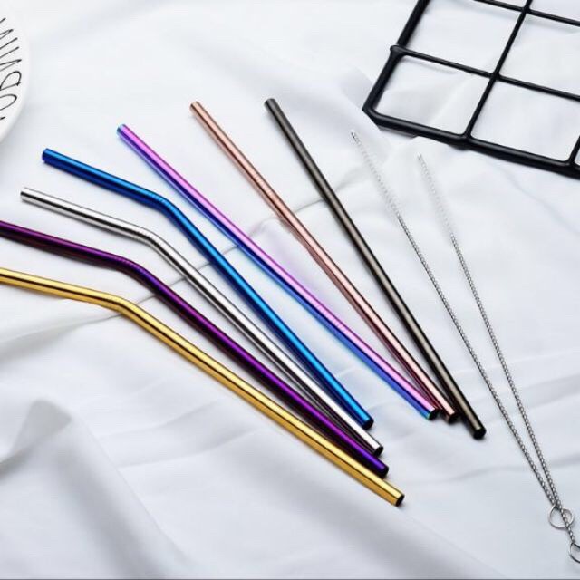 Stainless Steel Drinking Straw Stirring Rod 215mm Brush | Shopee ...