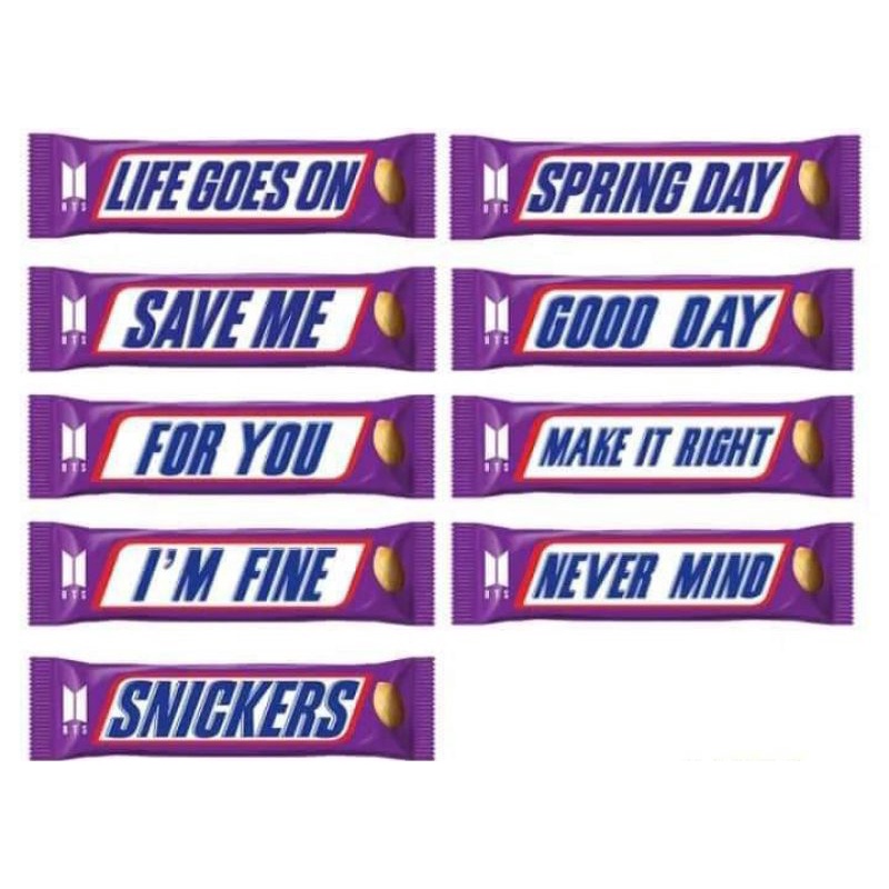 SNICKERS X BTS PER PC (FOR YOU, SAVE ME,SPRING DAY AND MORE) | Shopee ...