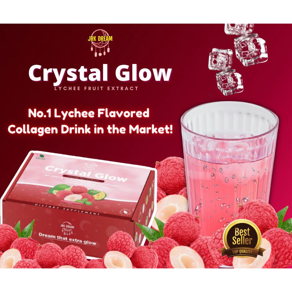 Crystal Glow (Lychee) - Collagen Drink 10 Sachets | Shopee Philippines