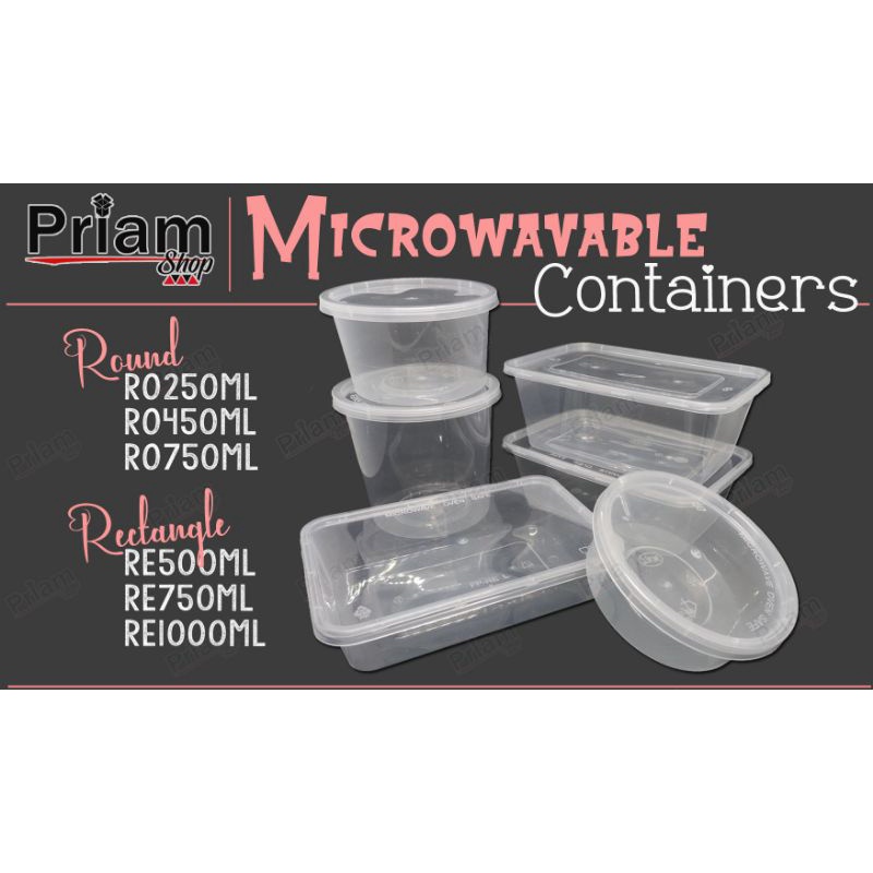 Microwavable container 500ML, 750ml, 1000ml (10pcs/Pack) Rectangular ...