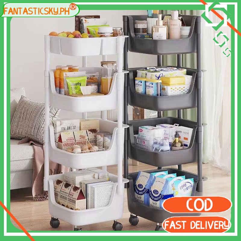 COD 4 layer Bath Rack Bathroom Shelves Rolling Trolley Kitchen ...