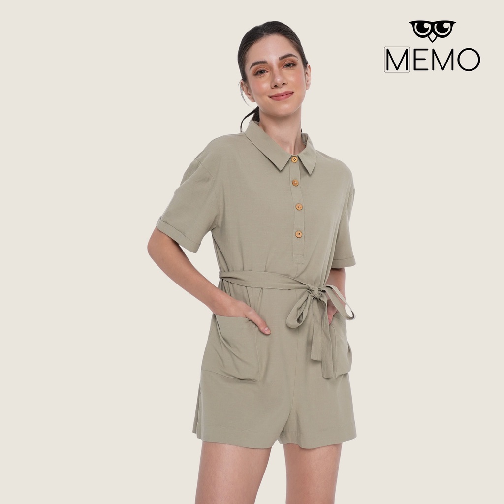 Memo Belted Romper For Women (Green Tea) | Shopee Philippines