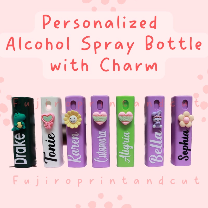 Personalized Cute Alcohol Bottle Spray with Name and Charm | Shopee ...