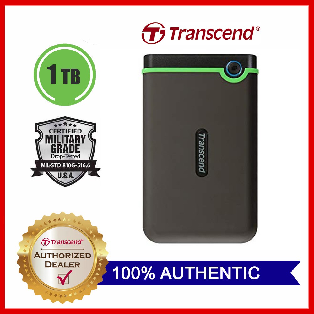 Transcend Storejet 25M3 25H3 1TB 2TB Portable Shockproof Hard Drive ...