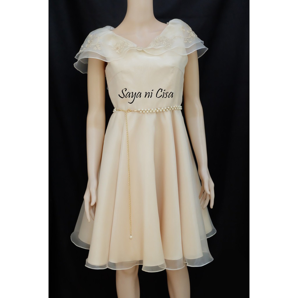 Filipiniana Cocktail Dress - Beige | Shopee Philippines