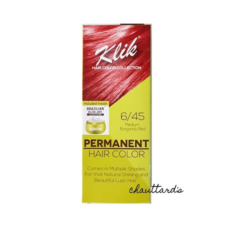 KLIK Permanent Hair Color Set (MEDIUM BURGUNDY RED) | Shopee Philippines