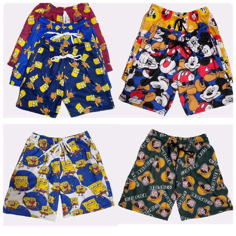 Mens Shorts Iconic Printed Cartoon Characters Walking Shorts | Shopee ...