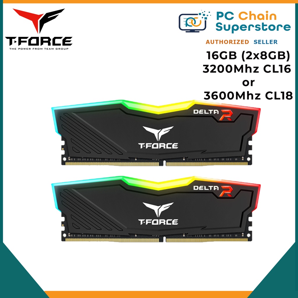 Team Group T-Force Delta RGB DDR4 16GB ( 8GBx2 ) Dual Kit CL16 3200Mhz ...