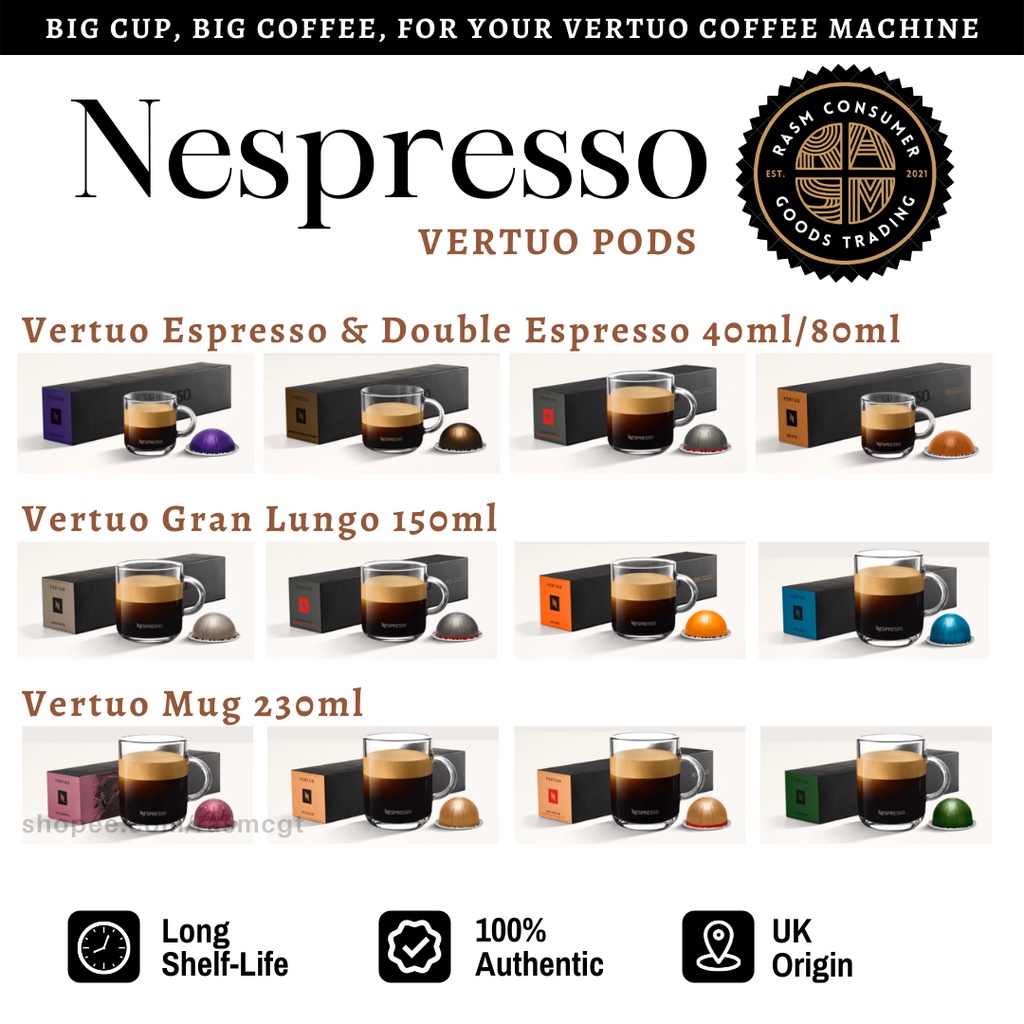 Nespresso Vertuo Pods - Wide Range of Flavours (10 pods per sleeve ...