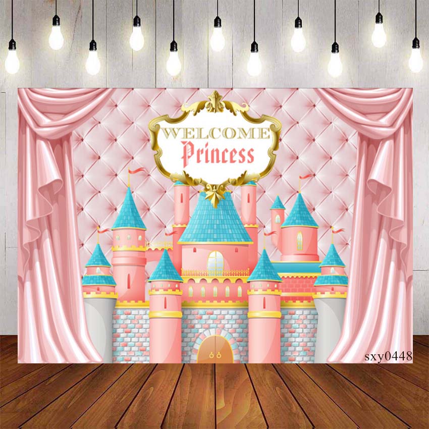 Pink Princess Castle Backdrop For Photography Baby Shower Kids Pink ...