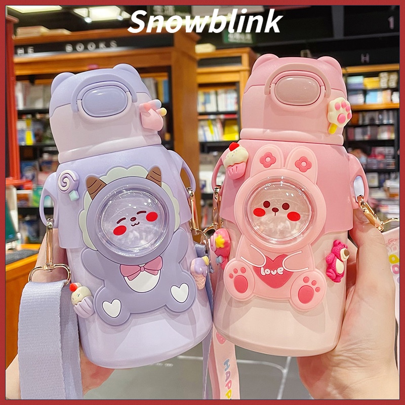 520ml Thermos Water Bottle Tumbler for Kid with Straw Lid Insulated 316 ...